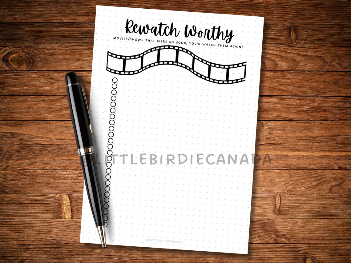 Rewatch Worthy - Movie Tracker - PRINTABLE Journal Page - Track Movies ...