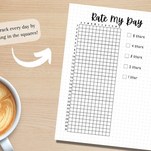 Rate My Day A5 Journal Page PRINTABLE Tracker Daily Tracker Daily Mood ...