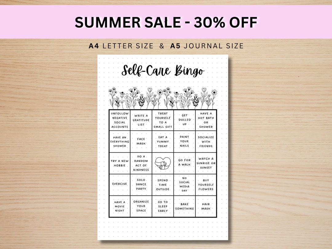 Self Care Bingo PRINTABLE Journal Page Planner Page Weekly Tracker ...