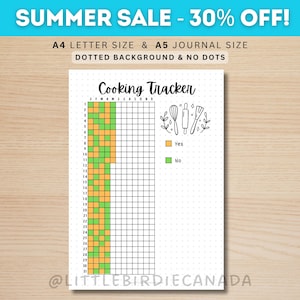 Cooking Tracker - PRINTABLE Journal Page - Planner Page - Tracking ...