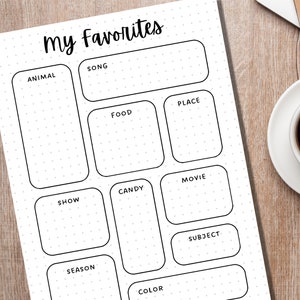 My Favourites Journal Page - PRINTABLE Journal Page - Planner Page ...