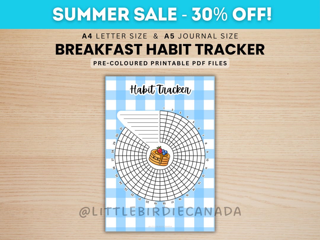 Breakfast Habit Tracker - PRINTABLE Journal Page - Colored Journal Page ...