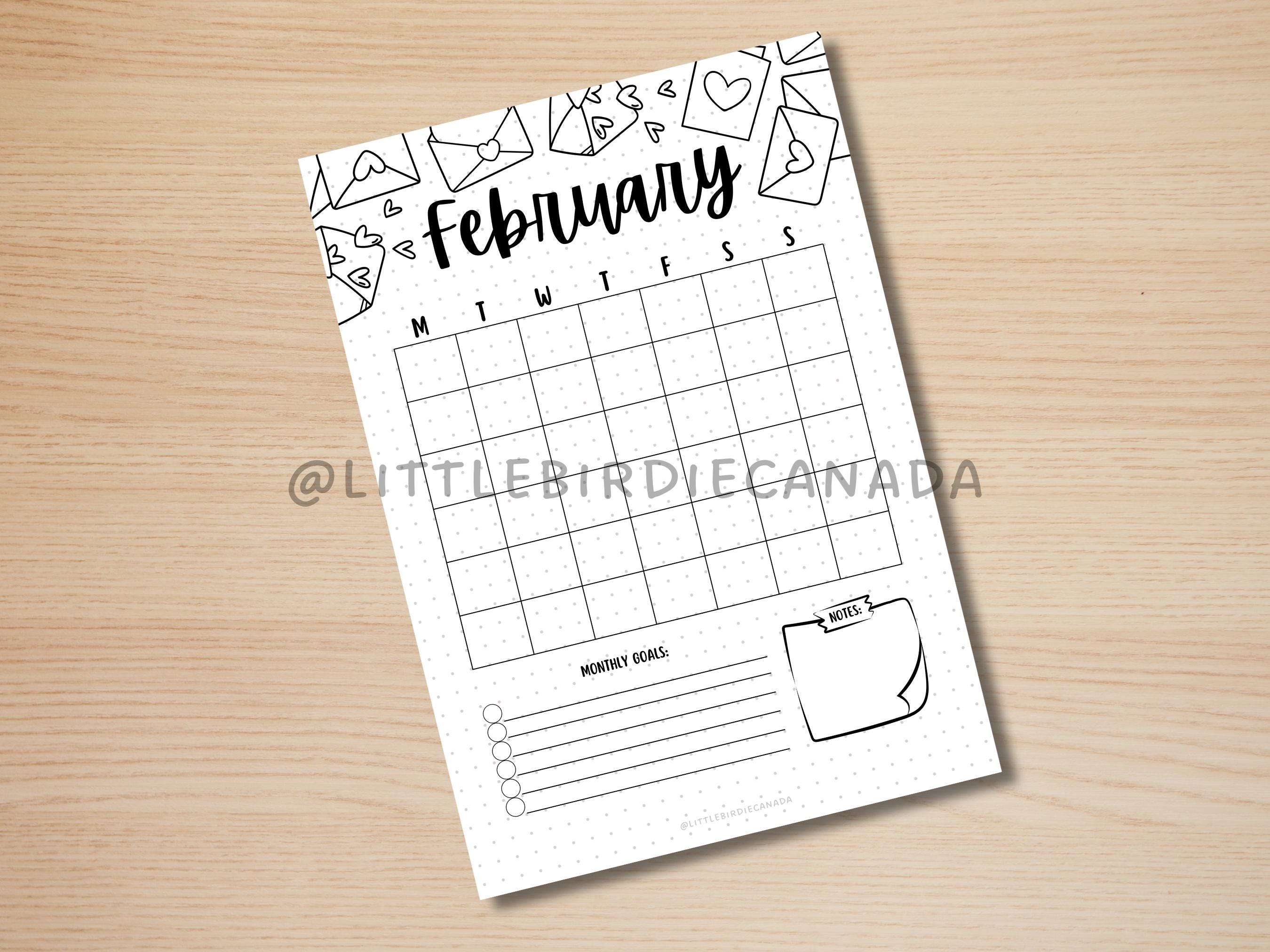 February Title Page and Calendar - PRINTABLE Calendar - Love Letter ...