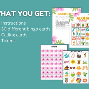Aloha Bingo Cards Hawaiian Bingo Luau Bingo Luau Party Games Luau ...