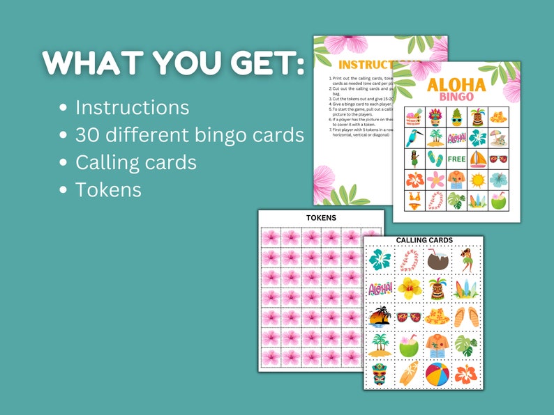 Aloha Bingo Cards Hawaiian Bingo Luau Bingo Luau Party Games - Etsy