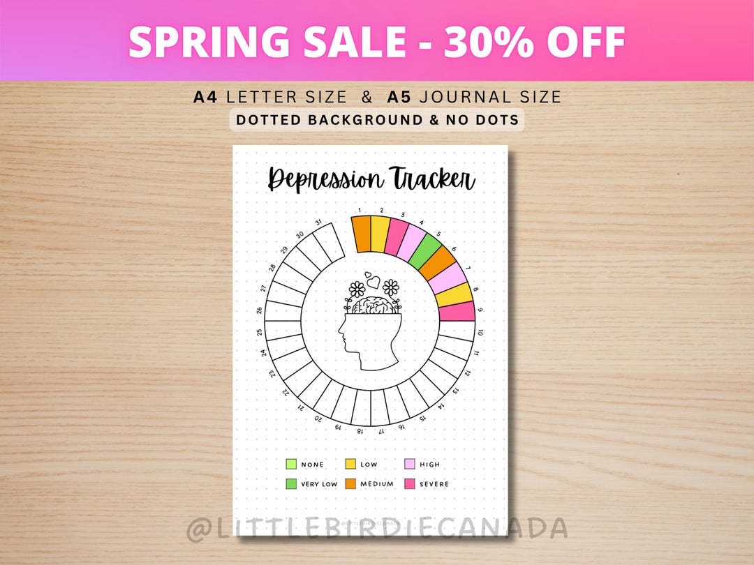 Depression Tracker - PRINTABLE Journal Page - Planner Page - Mood Tracker - Depression Log ...