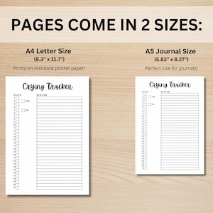 Crying Tracker - PRINTABLE Journal Page - Planner Page - Crying Log ...