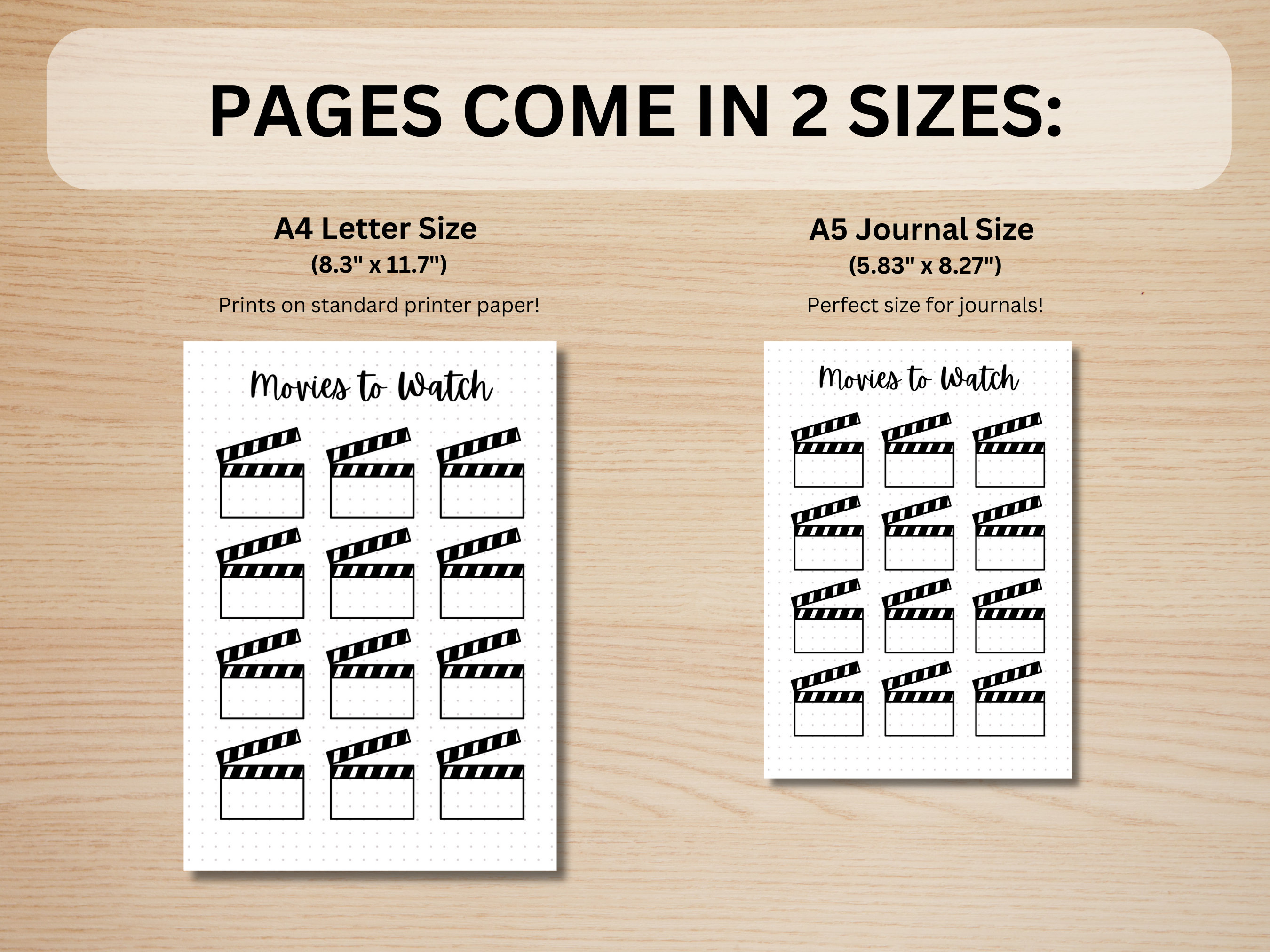 Movies to Watch - PRINTABLE Journal Page - Planner Page - Movie ...