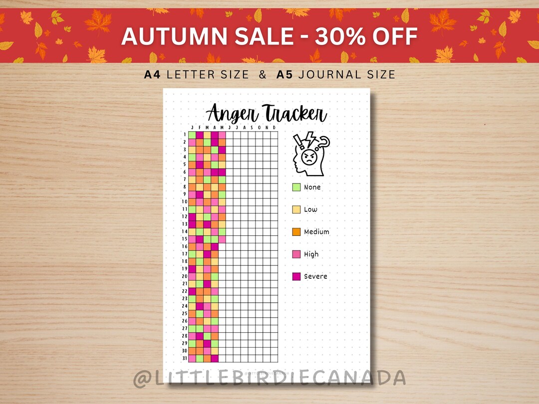 Anger Tracker PRINTABLE Journal Page Planner Page Daily Tracker Mood ...