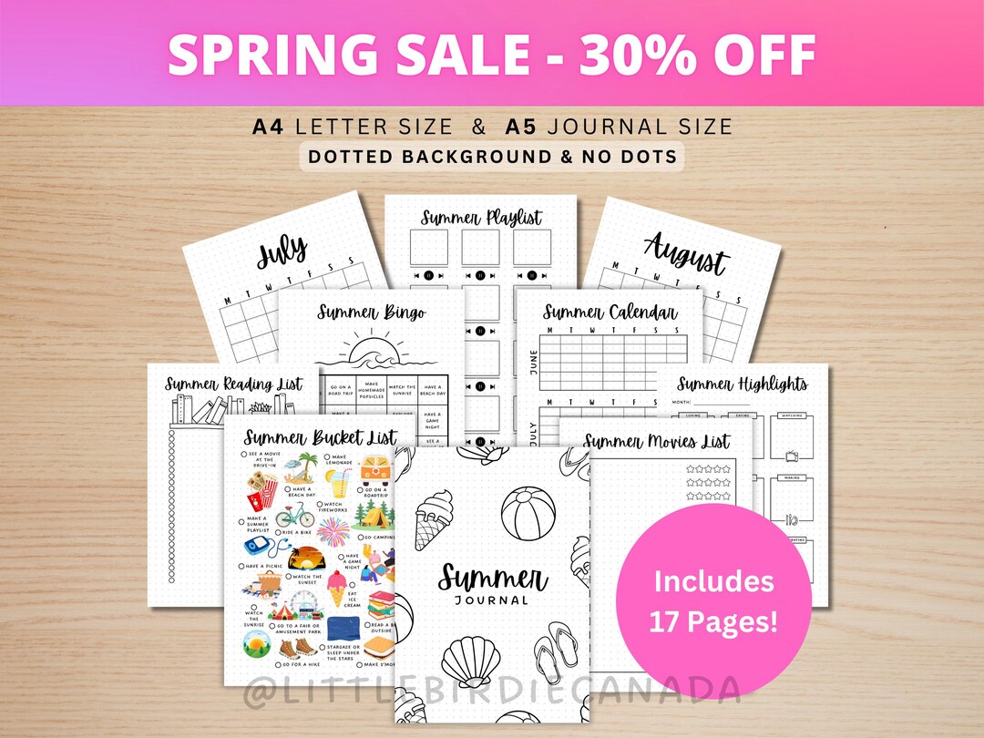 Summer Journal Bundle - PRINTABLE Summer Planner - 17 Journal Pages ...