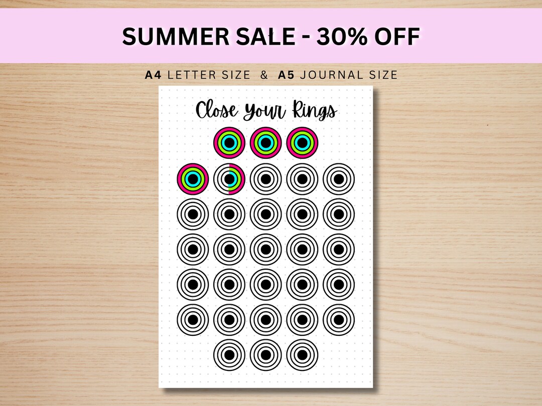 Exercise Rings Fitness Tracker PRINTABLE Journal Page Planner Page ...