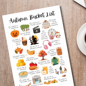 Autumn Bucket List - PRINTABLE Journal Page - Fall Activities - Autumn ...