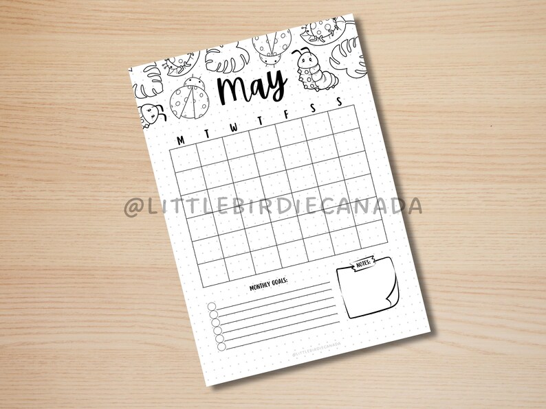 May Title Page and Calendar - PRINTABLE Calendar - Ladybug Theme ...