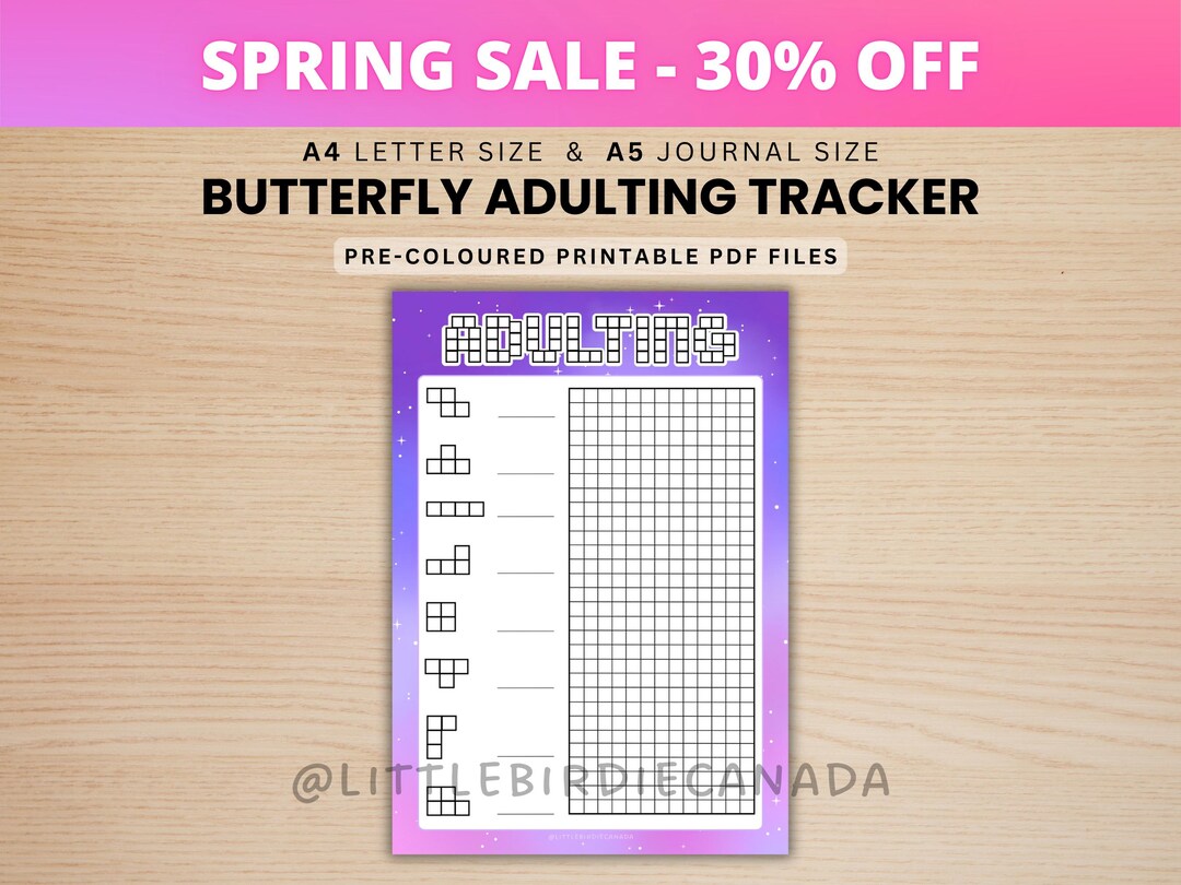 Butterfly Adulting Tracker - PRINTABLE Journal Page - Colored Journal ...