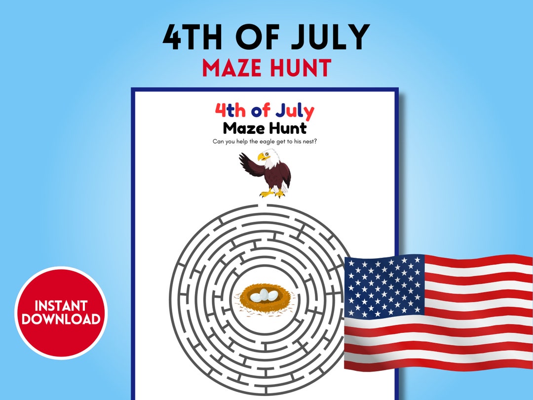 4th of July Maze Hunt Game Independence Day Maze Game 4th of July Games ...