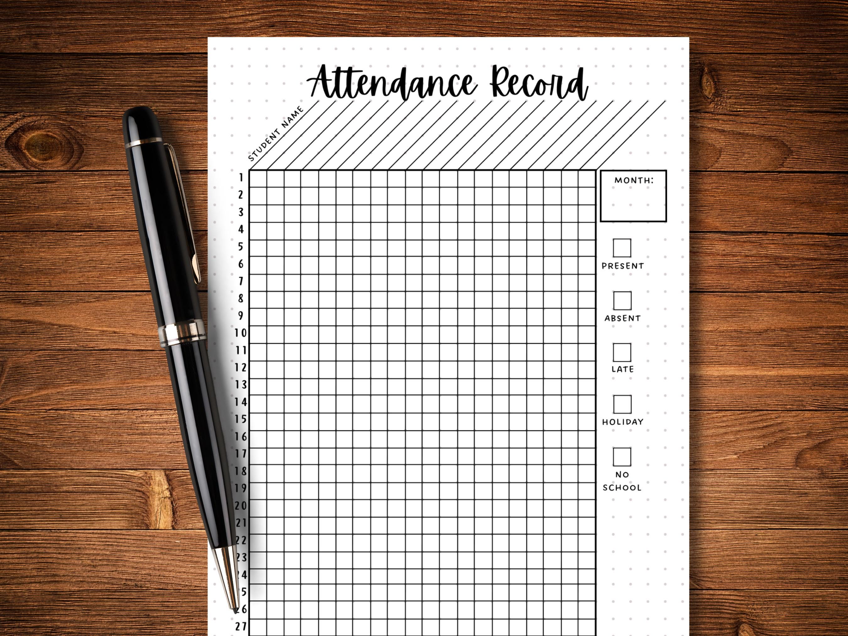 Attendance Record Tracker - PRINTABLE Teacher Planner Page - Track ...