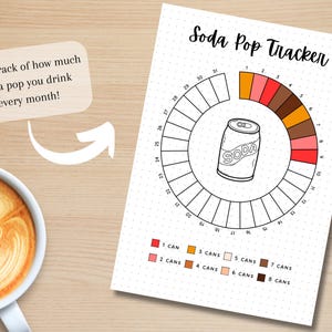 Soda Pop Tracker - PRINTABLE Journal Page - Health Tracker - Caffeine ...