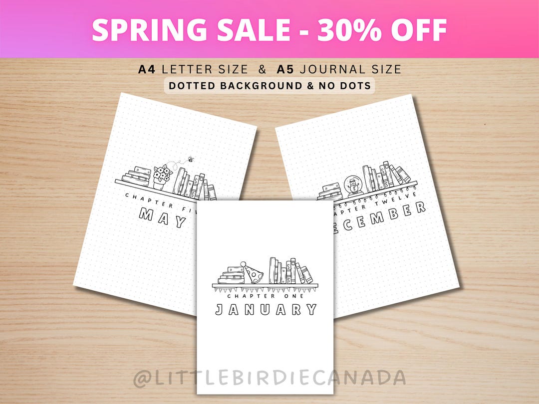 Book Themed Title Pages - PRINTABLE Journal Page - Monthly Cover Page ...