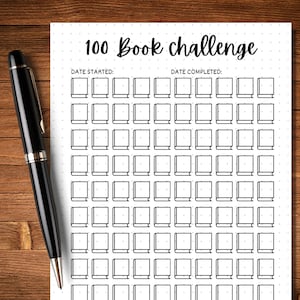 100 Book Reading Challenge - A5 Journal Page - Reading Tracker - Reading Log - PRINTABLE Planner ...