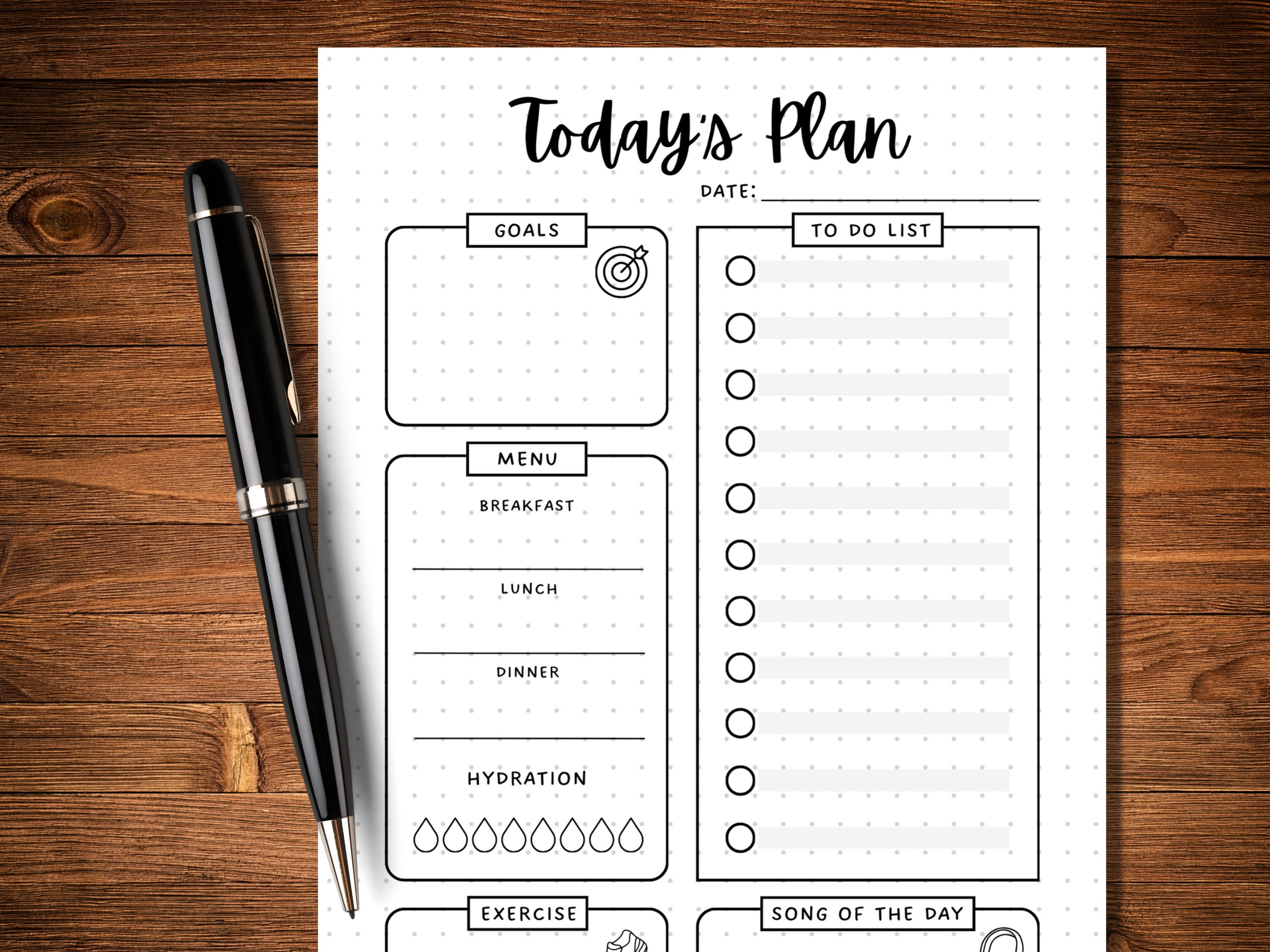 Todays Plan - Daily Planner Page - Daily Agenda Pages - PRINTABLE ...