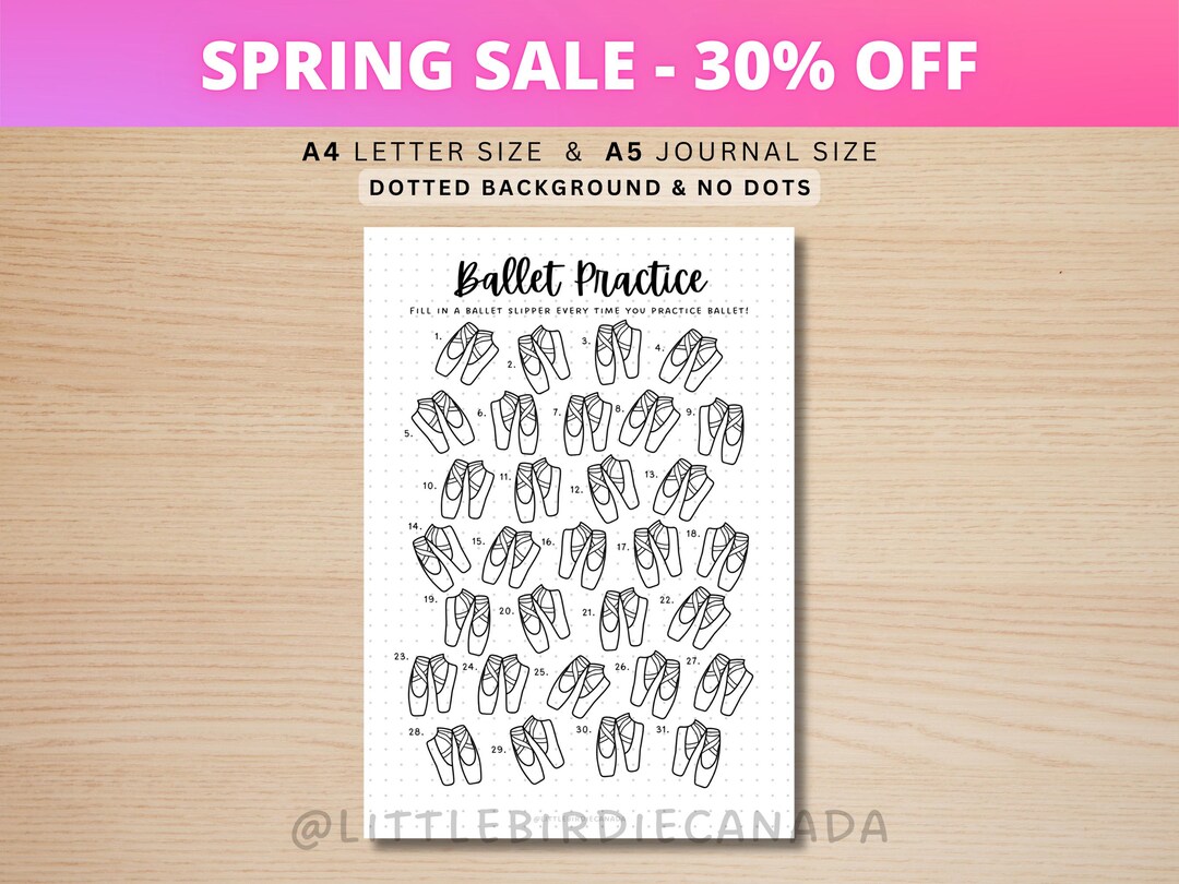 Ballet Practice Tracker - PRINTABLE Journal Page - Habit Tracker ...