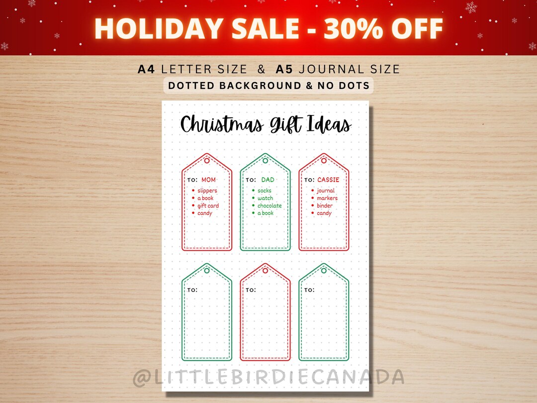Christmas Gift List Christmas Journal Page PRINTABLE Journal Page ...