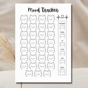 Cat Mood Tracker A5 Journal Page PRINTABLE Tracker Daily Tracker Daily ...