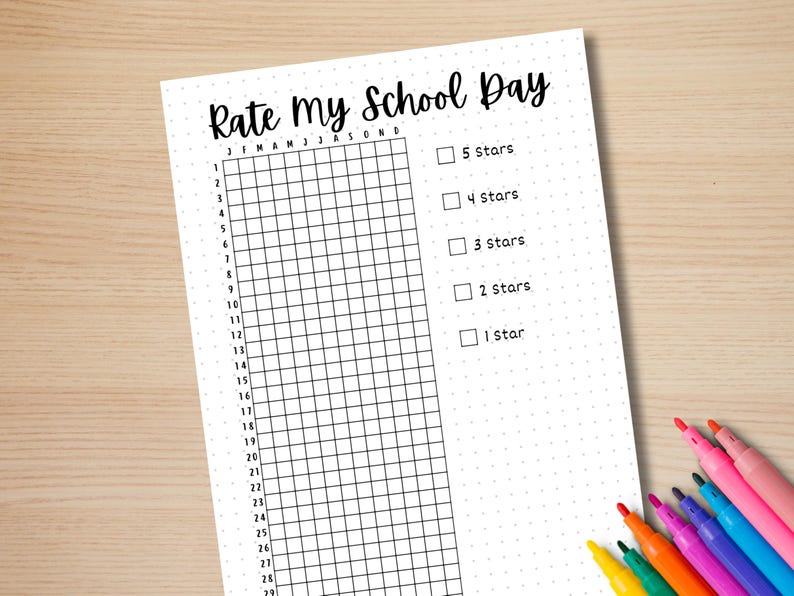 Rate My School Day - PRINTABLE Journal Page - Student Journal - Student ...