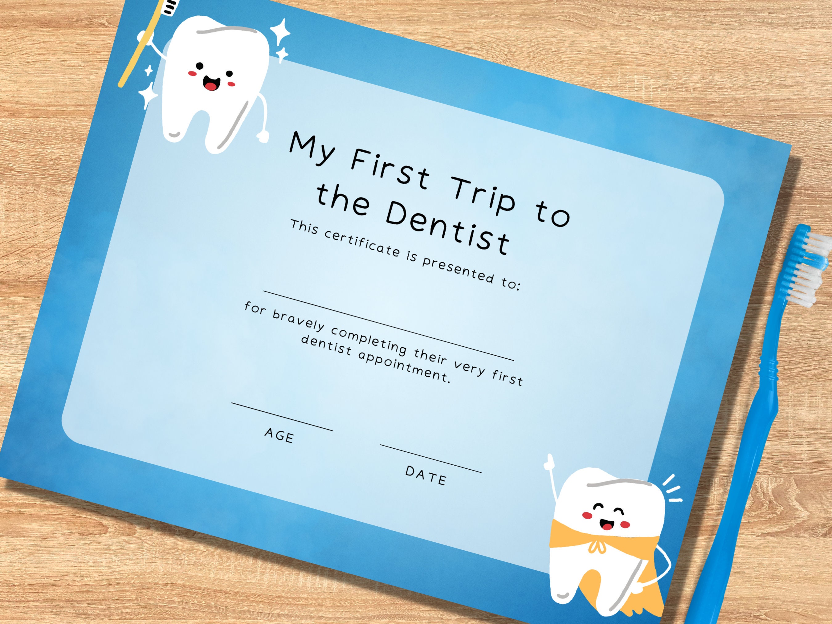 My First Dentist Certificate First Trip to the Dentist Award Milestone ...