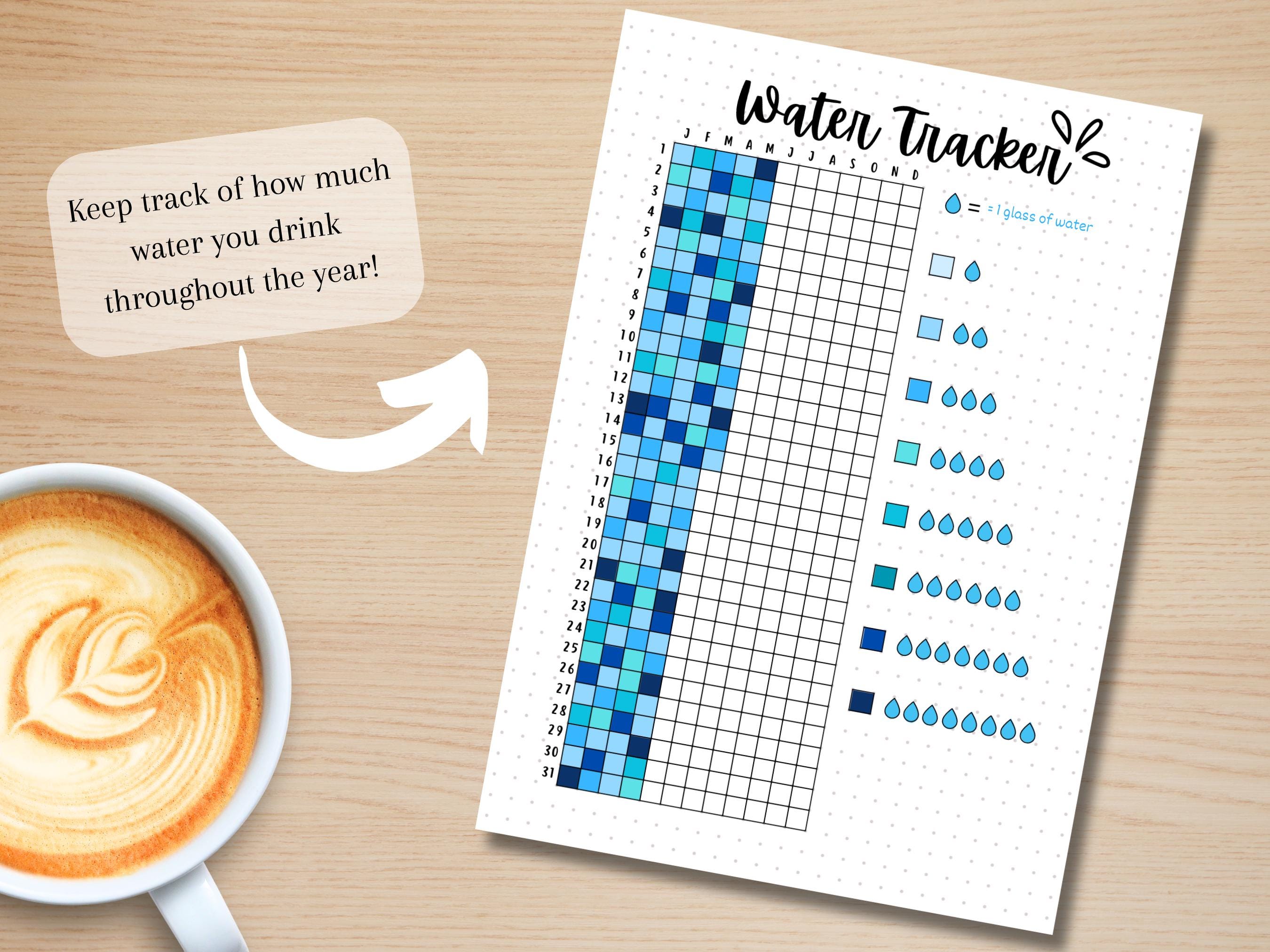Water Tracker Yearly - PRINTABLE Journal Page - Planner Page - Daily ...