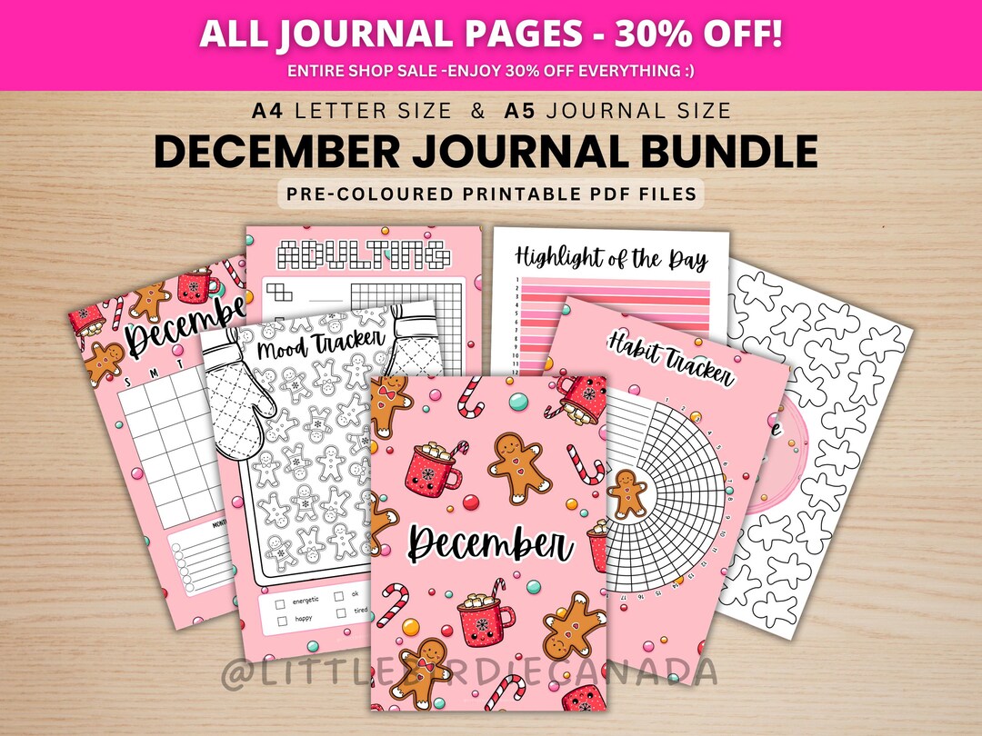 December Journal Bundle - Gingerbread - PRINTABLE Journal Pages - PRE ...