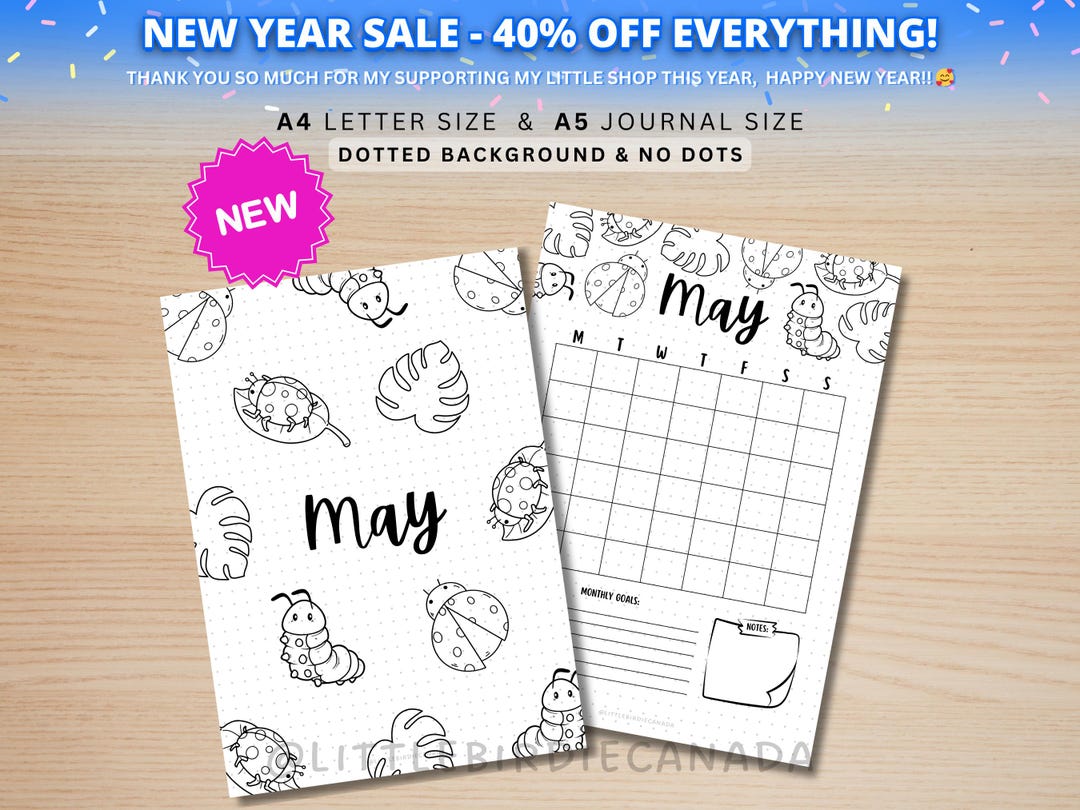 May Title Page and Calendar - PRINTABLE Calendar - Ladybug Theme ...