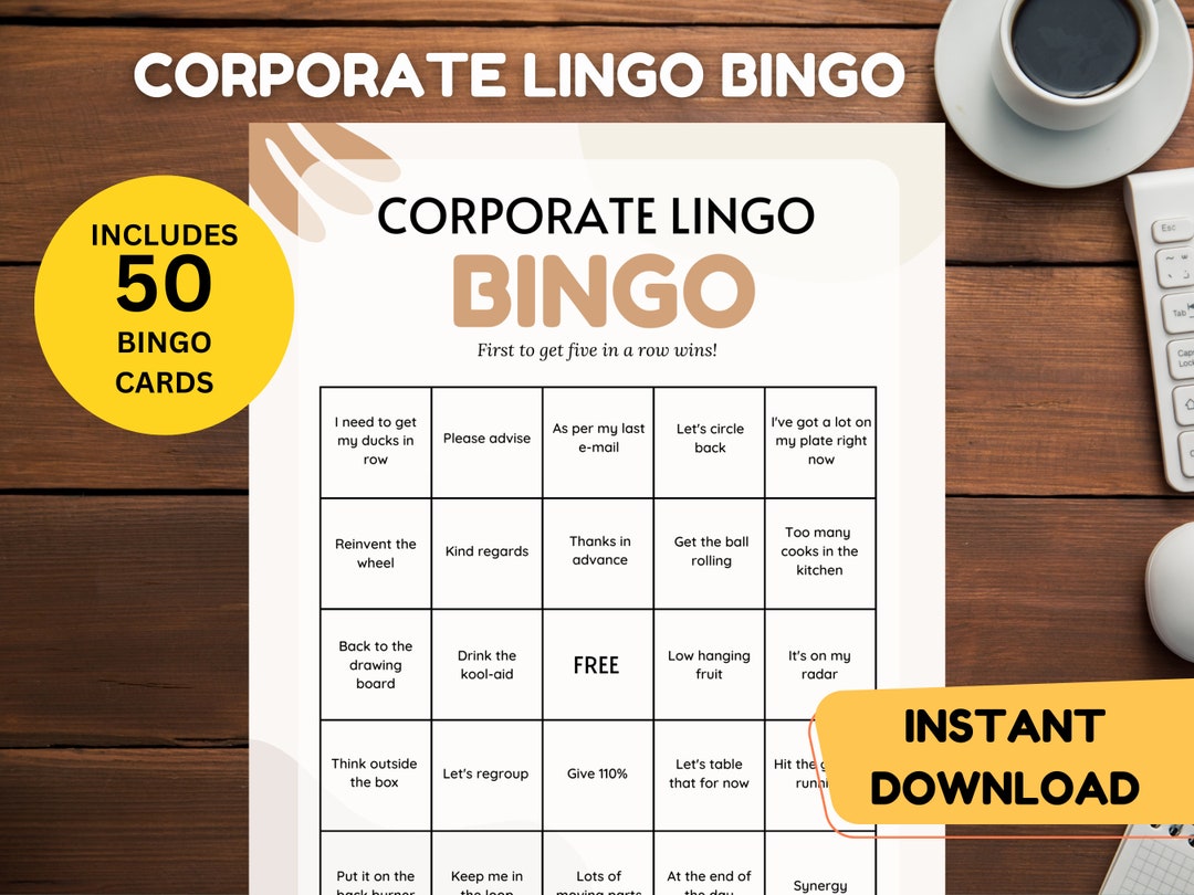 Corporate Lingo Bingo Work Bingo Networking Bingo Workplace Bingo Work ...