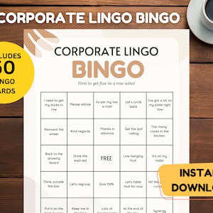 Corporate Lingo Bingo Work Bingo Networking Bingo Workplace Bingo Work ...