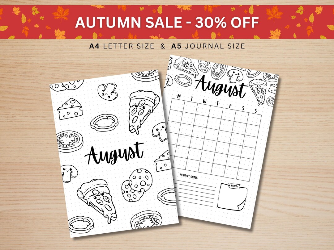 Buy August Title Page August Calendar PRINTABLE Calendar Printable ...