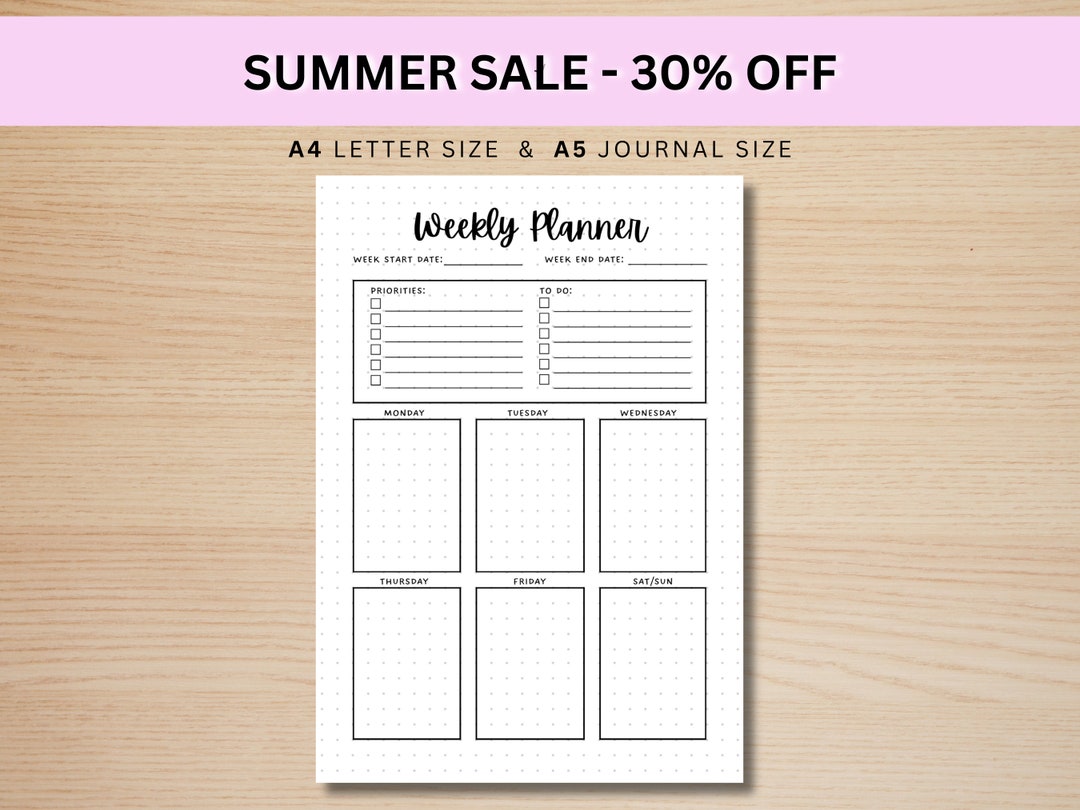 Weekly Planner PRINTABLE Journal Page Student Journal Student Planner ...