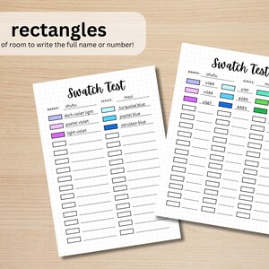 Swatch Test PRINTABLE Journal Page Planner Page Color Test Colour Test ...