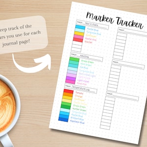 Marker Tracker - PRINTABLE Journal Page - Planner Page - Journal Color ...