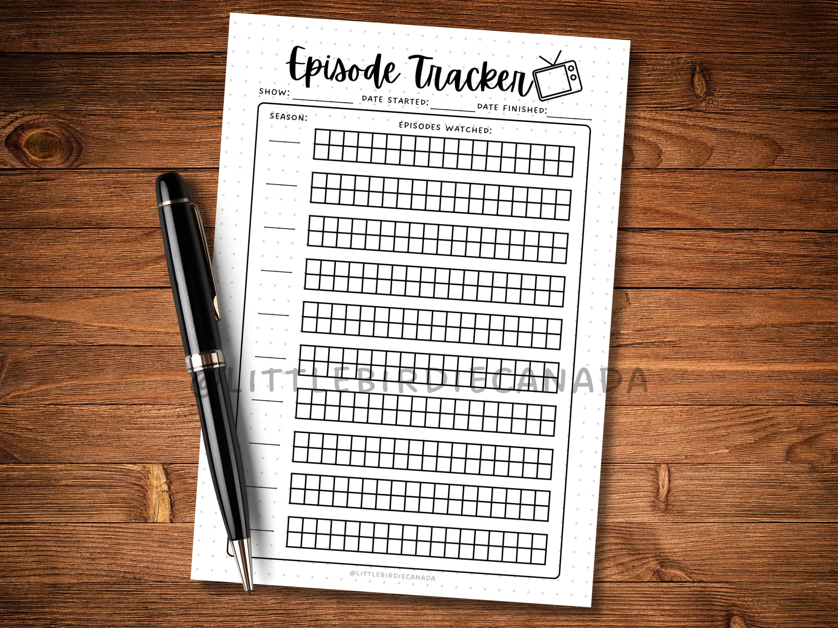 Episode Tracker - PRINTABLE Journal Page - Series Tracker - Printable ...