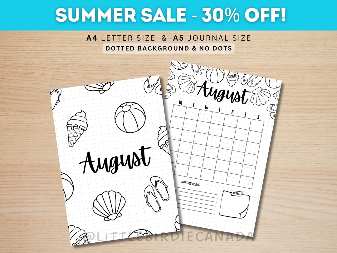 August Title Page - August Calendar - PRINTABLE Calendar - Printable ...