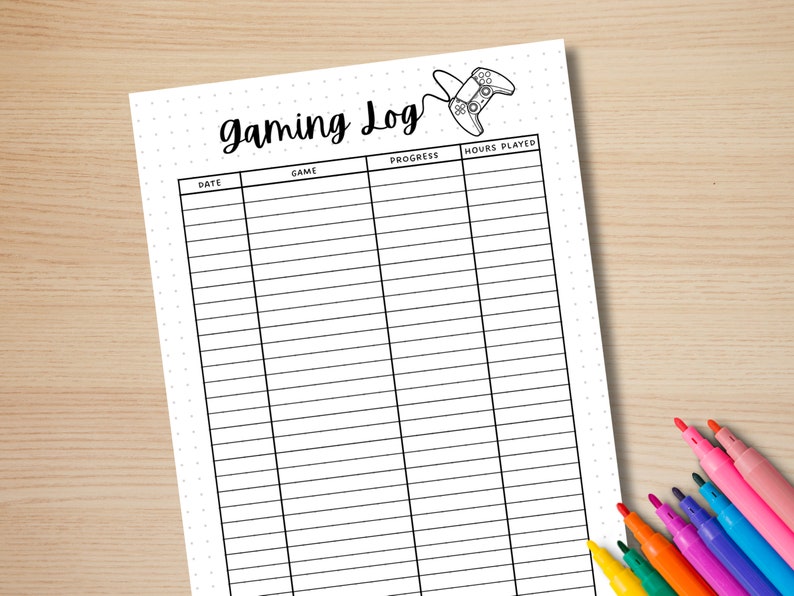 Gaming Log - PRINTABLE Journal Page - Video Game Log - Video Game ...