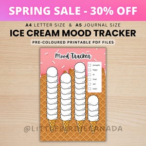 Ice Cream Mood Tracker - PRINTABLE Journal Page - Colored Journal Page ...
