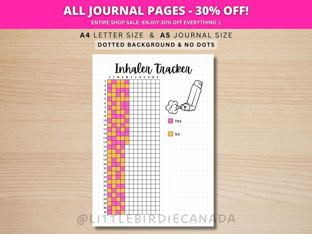 Inhaler Tracker - PRINTABLE Journal Page - Asthma Tracker - Health ...