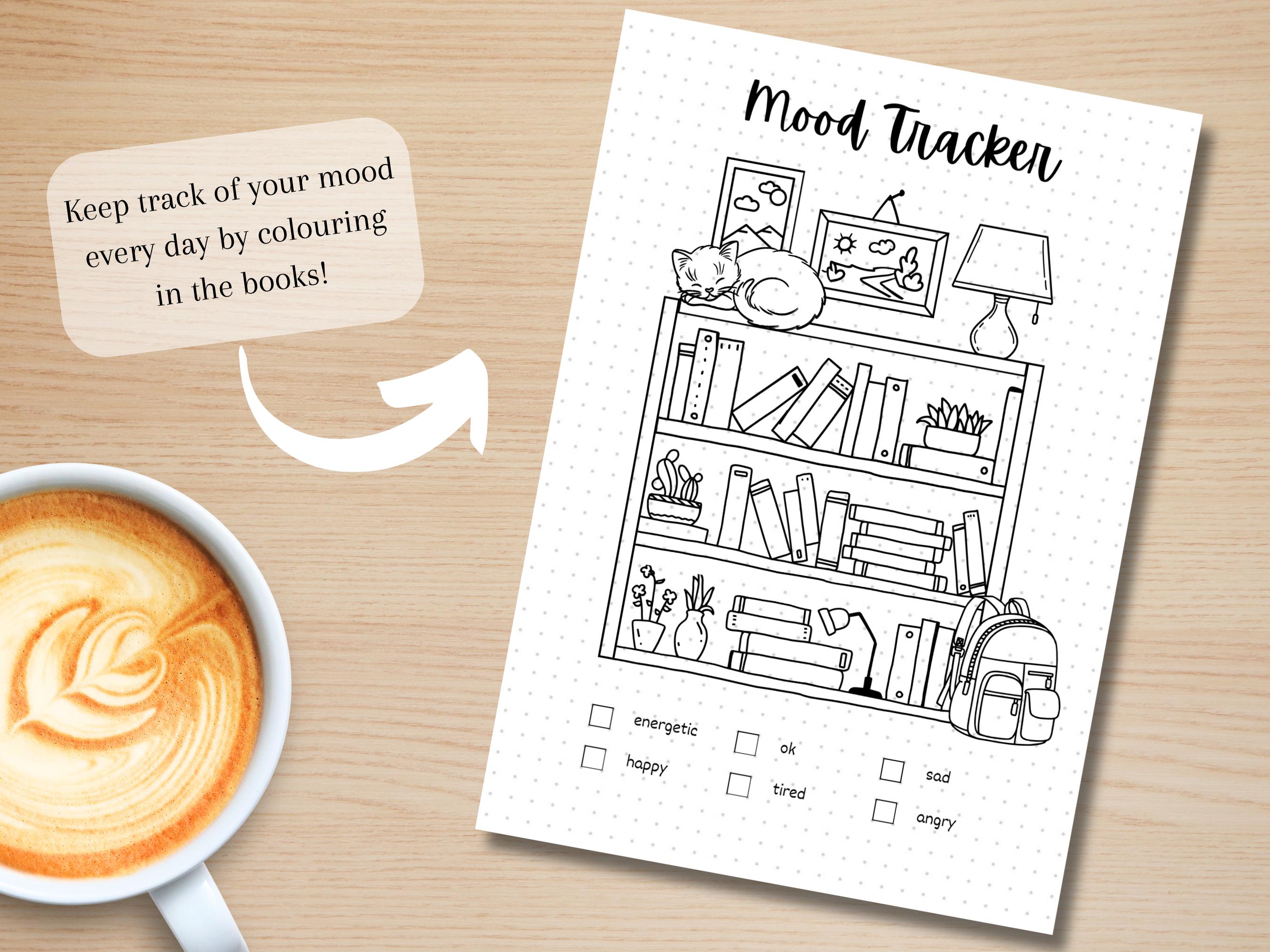 Bookshelf Mood Tracker - PRINTABLE Journal Page - Planner Page ...