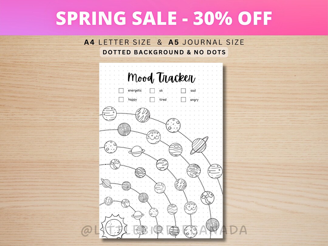 Space Mood Tracker - PRINTABLE Journal Page - Planner Page - Feelings Tracker - Daily Mood ...