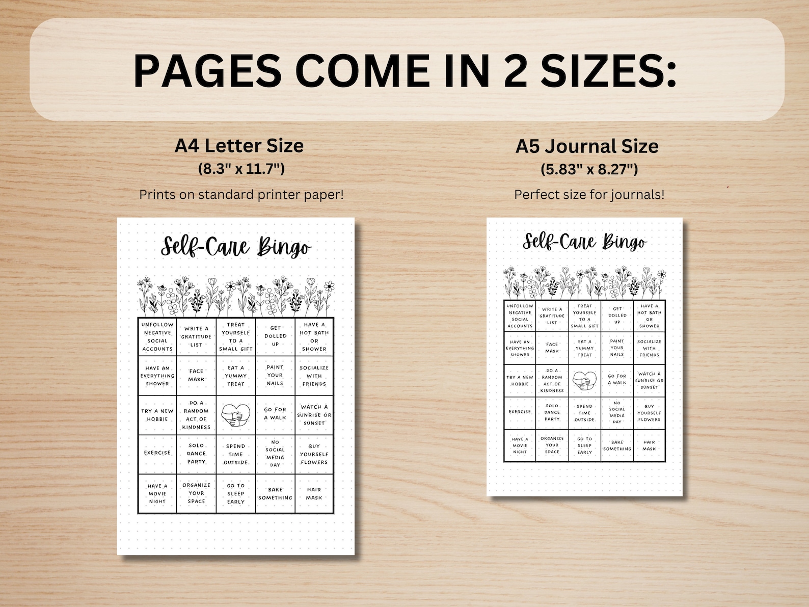 Self Care Bingo - PRINTABLE Journal Page - Planner Page - Weekly ...
