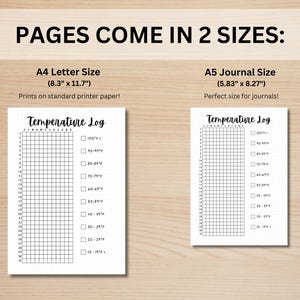 Temperature Log - PRINTABLE Journal Page - Planner Page - Temperature ...