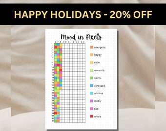 Monthly Mood Tracker Planner Printables Bullet Journal Mood - Etsy