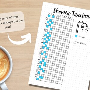 Shower Tracker PRINTABLE Journal Page Planner Page Daily Tracker Yearly ...