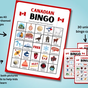 Canada Bingo Game Canadian Bingo Canada Day Activity Summer Game for ...